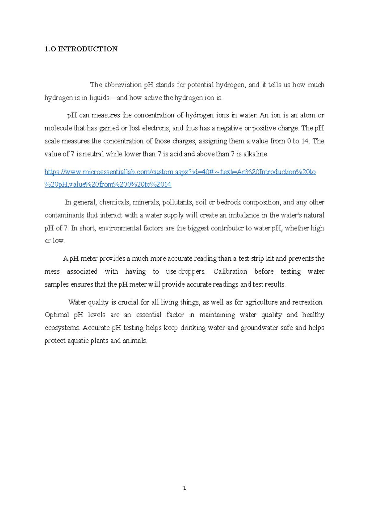 Chem - chemistry - 1 INTRODUCTION The abbreviation pH stands for ...
