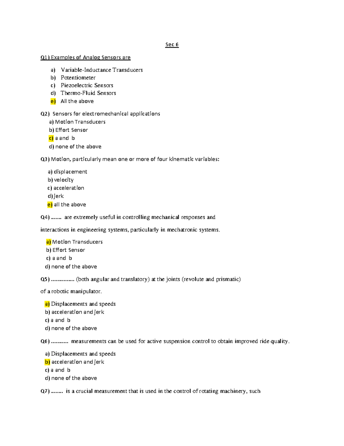 Sec6 AI - asssignment of sensors - Sec 6 Q1) Examples of Analog Sensors ...