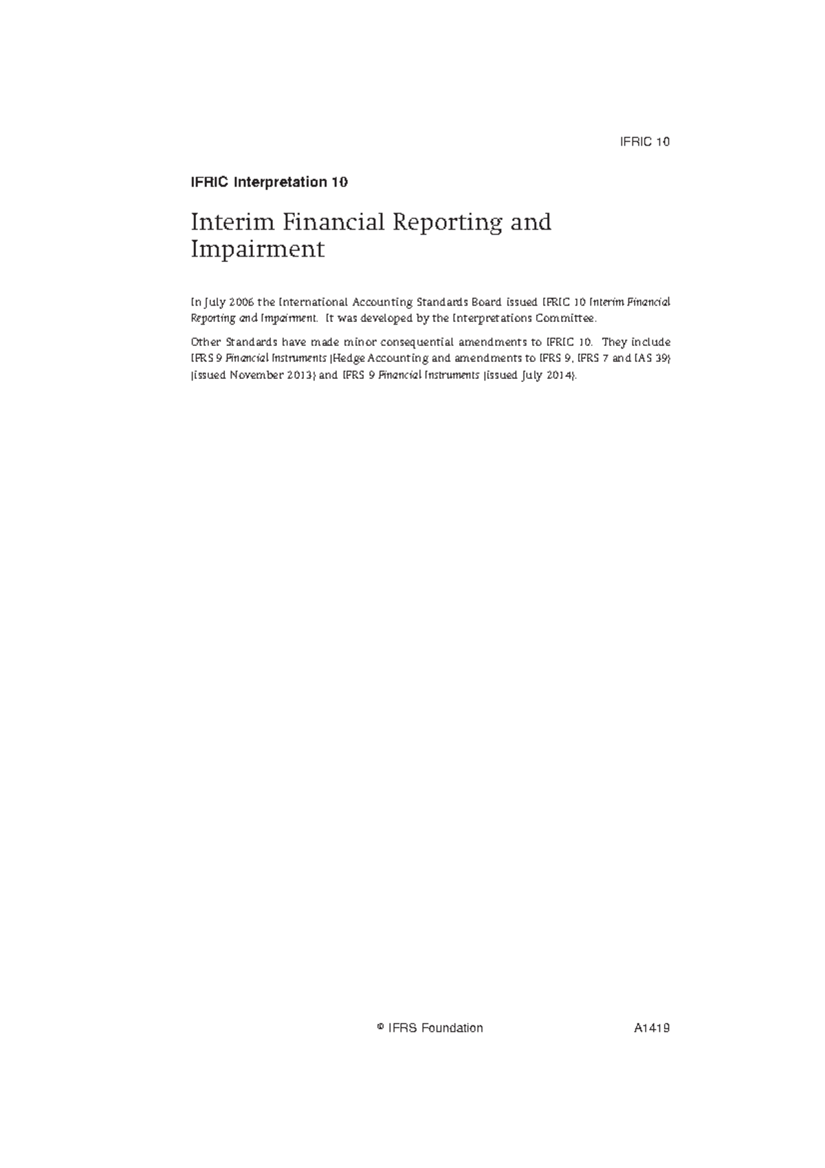 Ifric 10 - International Financial Reporting Interpretations Committee ...