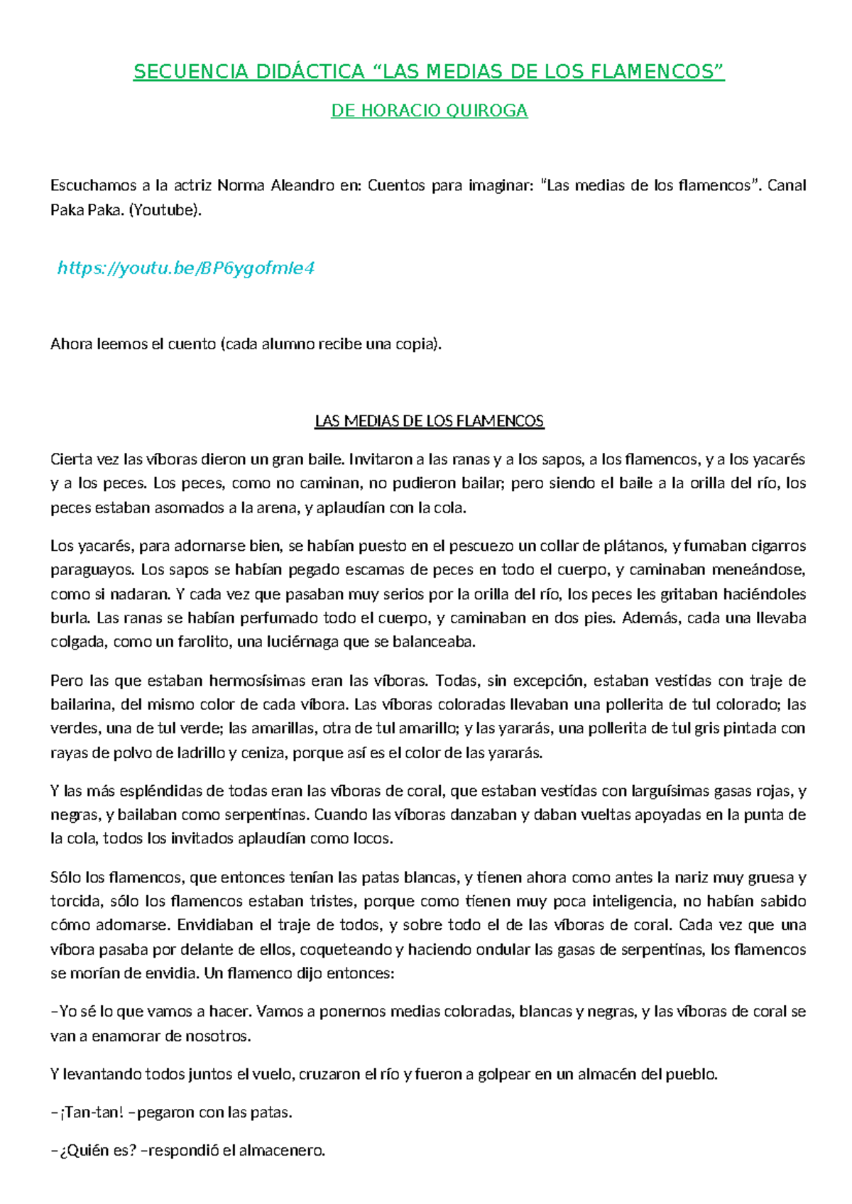 Secuencia LAS Medias DE LOS Flamencos - SECUENCIA DIDÁCTICA “LAS MEDIAS ...
