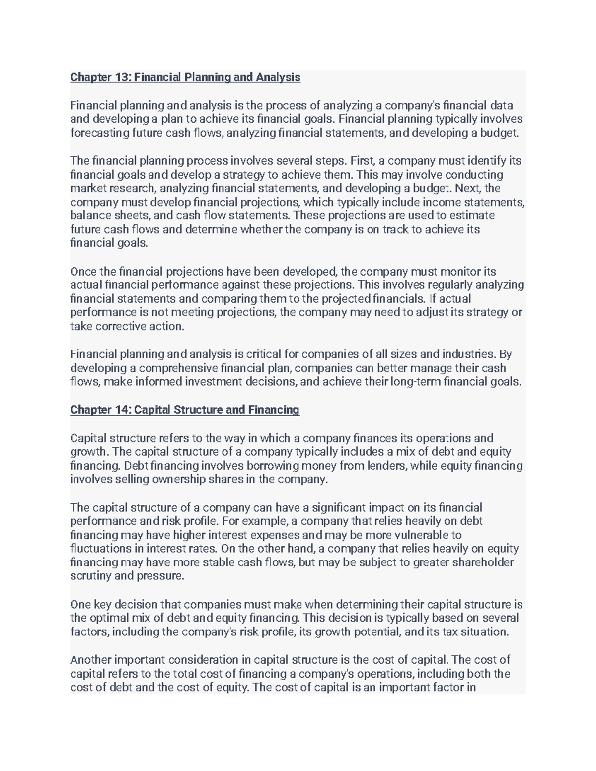 Business Finance - Chapter 13: Financial Planning and Analysis ...