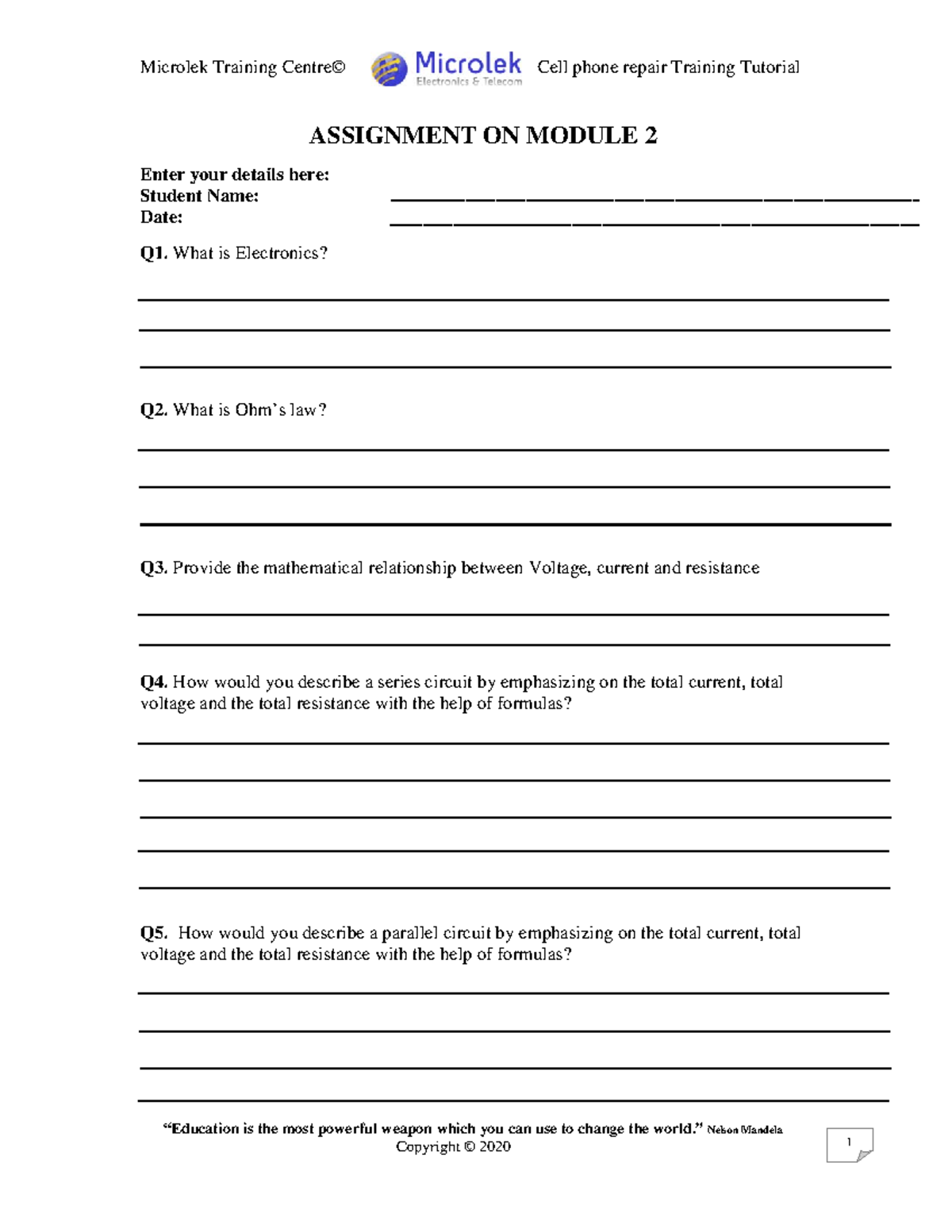 Assignment on Module 2 - mandatory - “Education is the most powerful ...