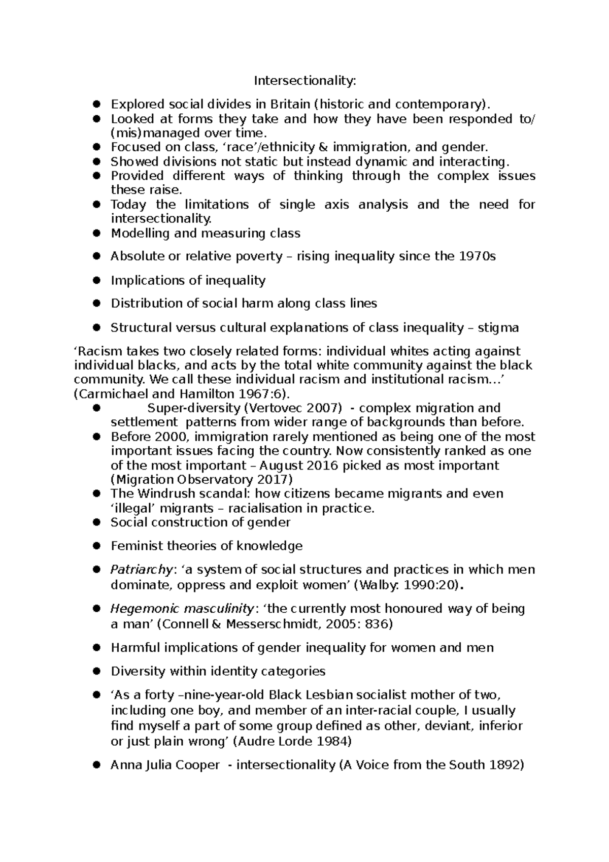 Intersectionality-8 - Lecture notes 9 - Intersectionality: Explored ...