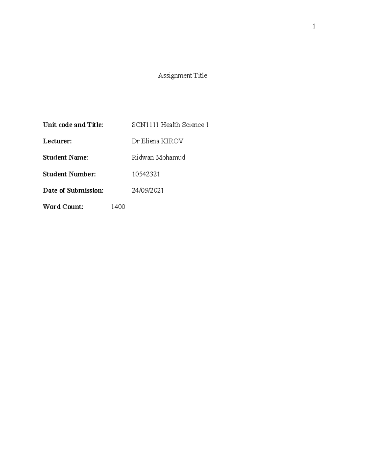 Assignment Template APA7(1) - 1 Assignment Title Unit code and Title ...