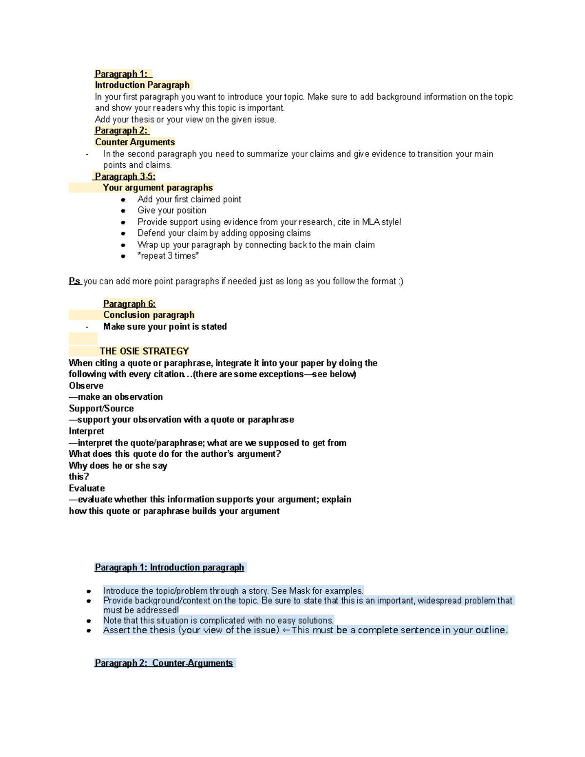 Paper organization - Paragraph 1: Introduction Paragraph In your first ...
