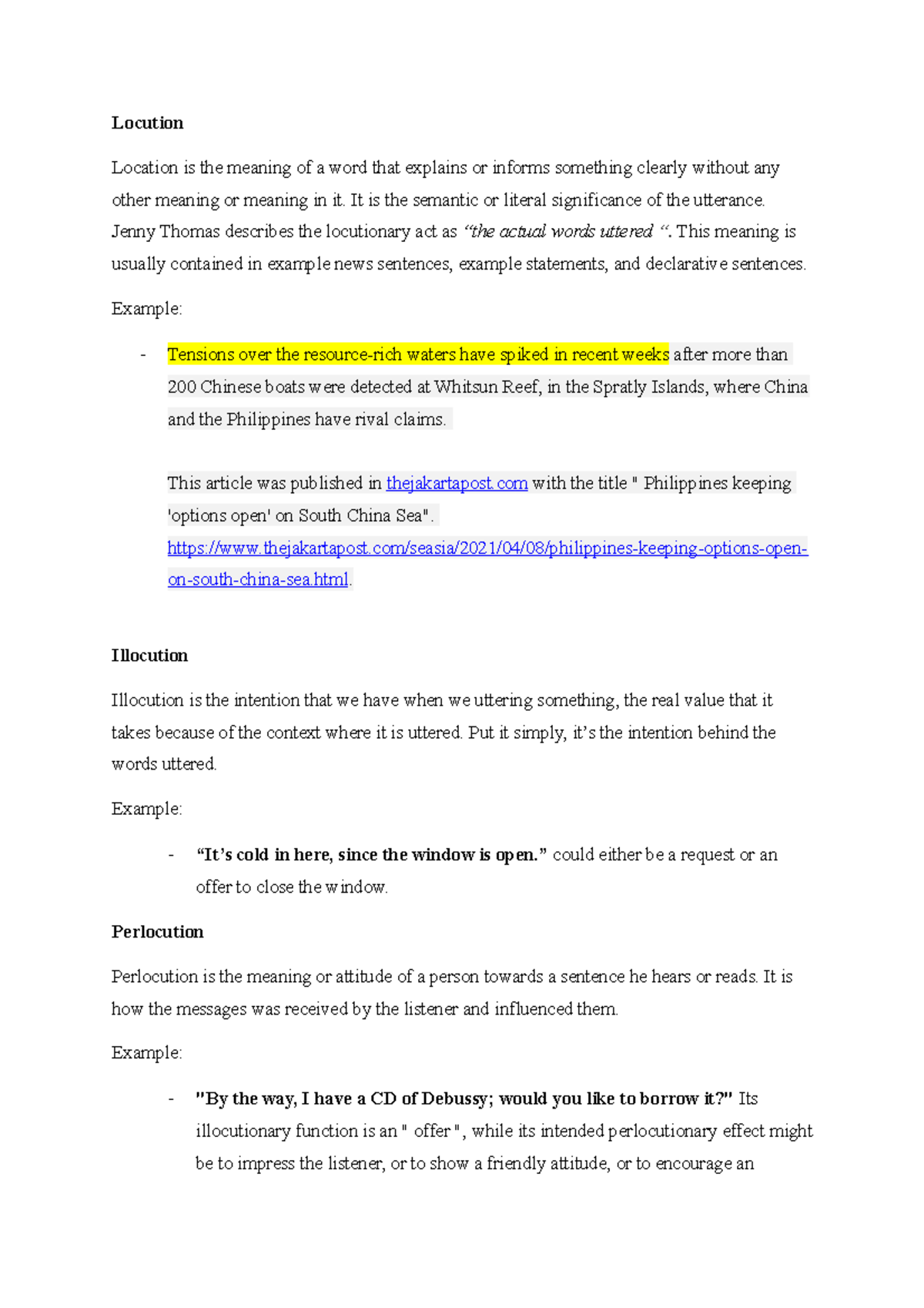 Locution,Illocution, Perlocution - Locution Location is the meaning of ...