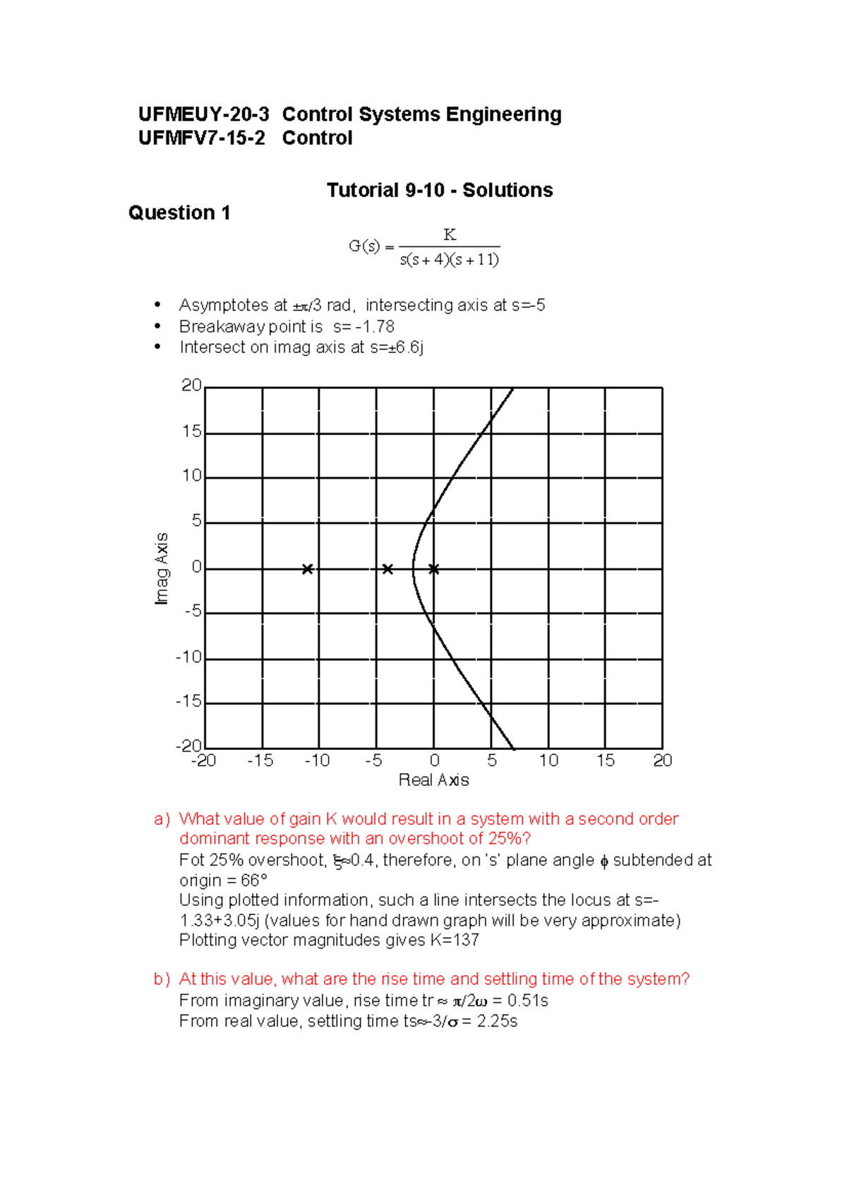 Tutorial 8-9 - Solutions - UFMEUY-20-3 Control Systems Engineering UFMFV7-15-2 Control Tutorial ...