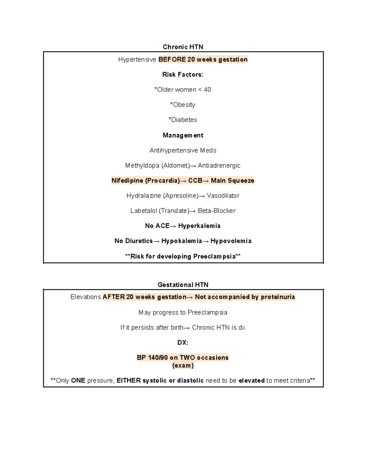 Maternity Exam 3 notes - Chronic HTN Hypertensive BEFORE 20 weeks ...