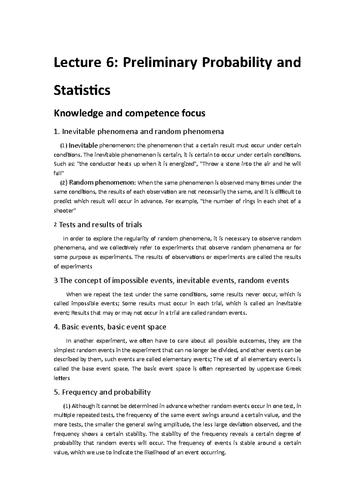 Lecture 6- Preliminary Probability and Statistics - Lecture 6 ...