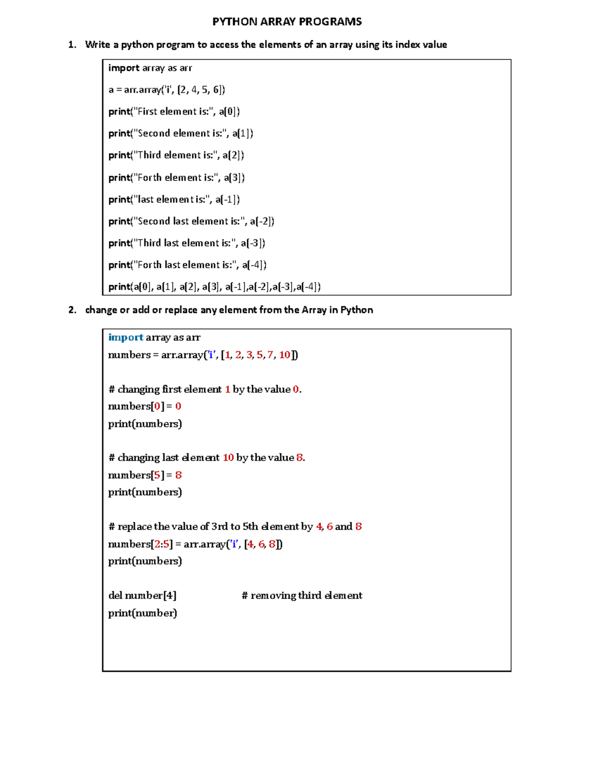 Python Array Programs Python Array Programs Write A Python Program To 5937