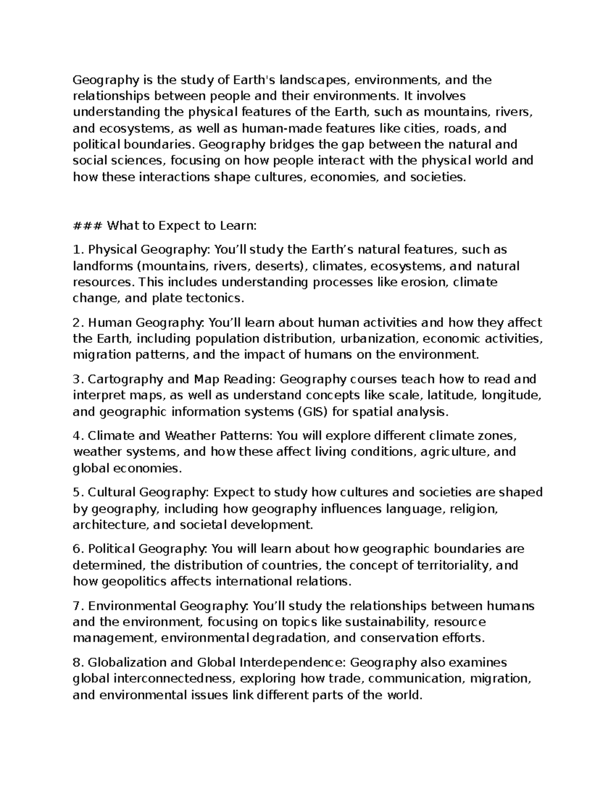 Geography is the study of Earth - It involves understanding the ...