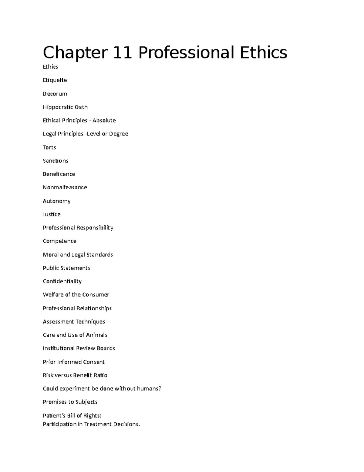 Chapter 11 Professional Ethics - Chapter 11 Professional Ethics Ethics ...