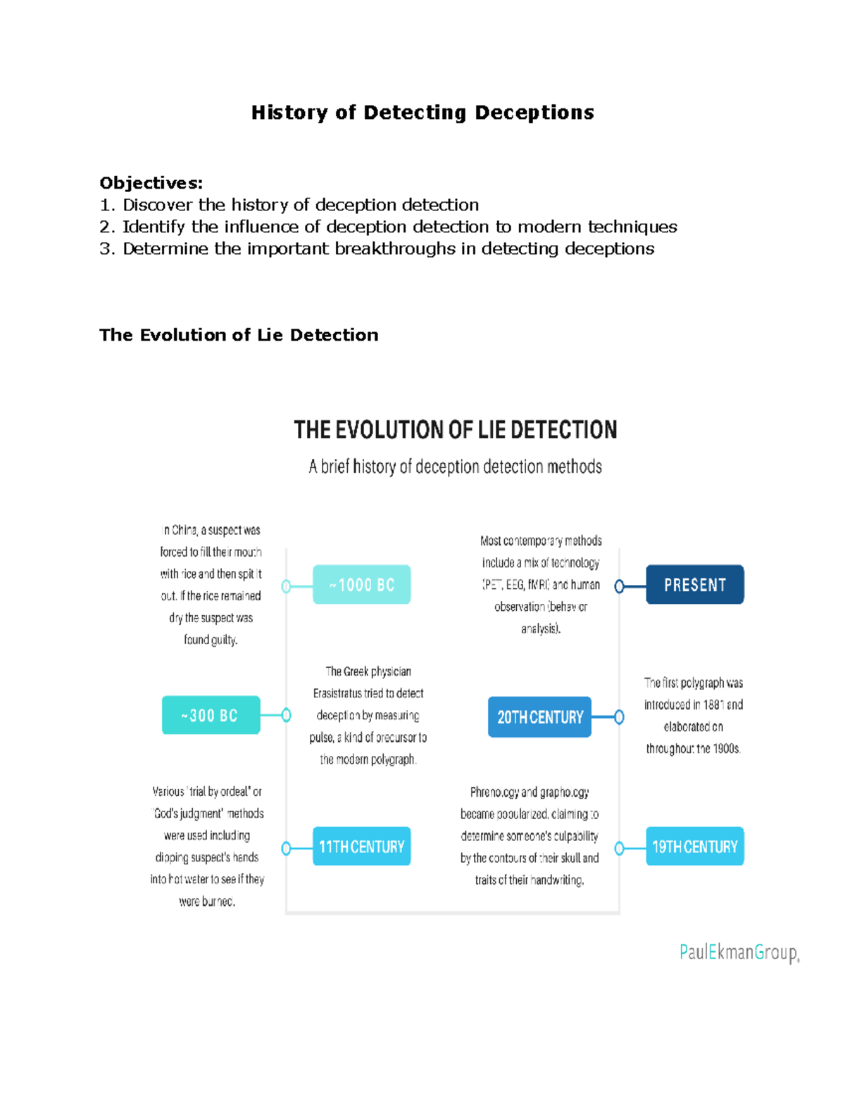 Week 6 1664064362 - History of Detecting Deceptions Objectives ...