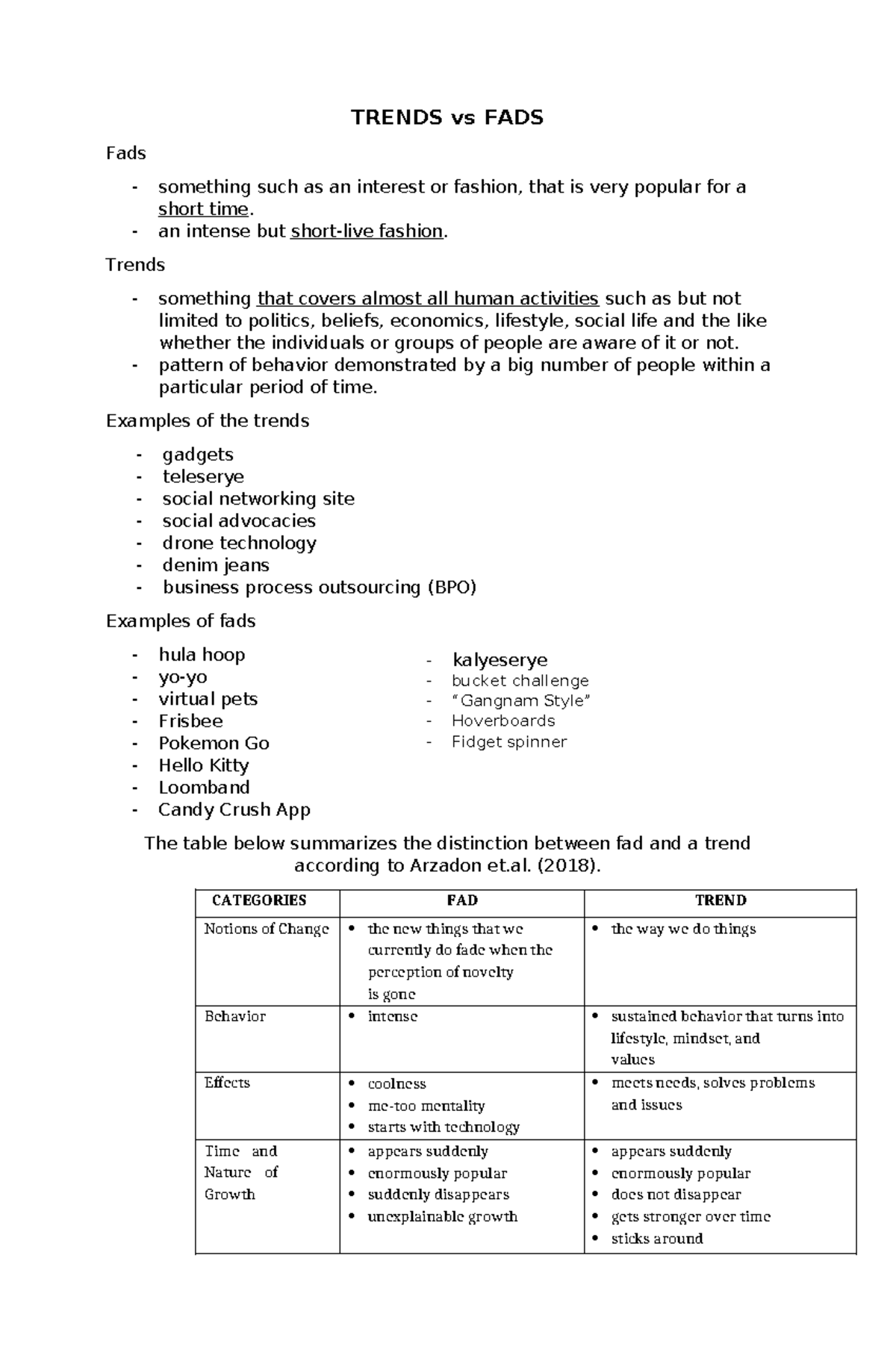Reviewer-in-trends - TRENd - TRENDS vs FADS Fads - something such as an ...