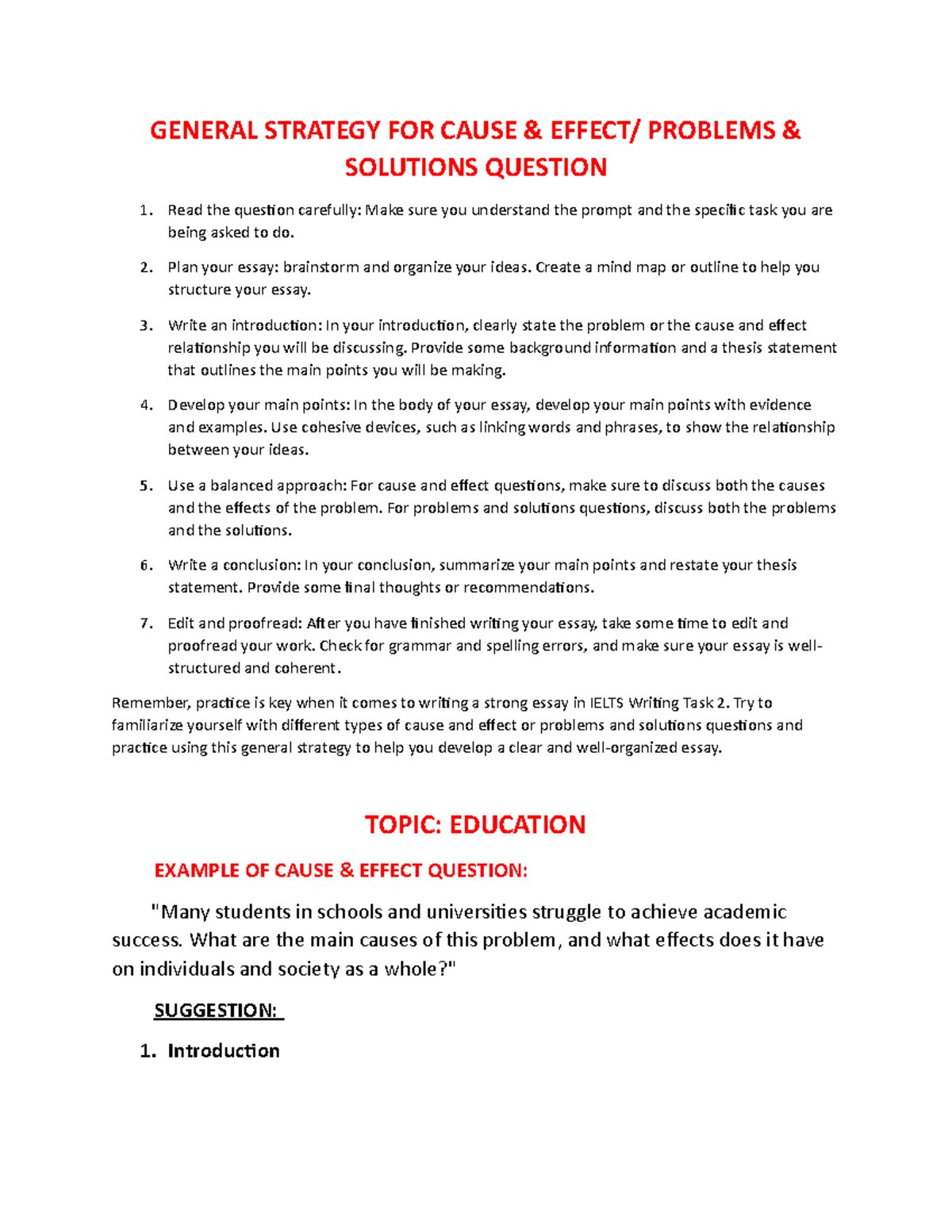 General Strategy FOR Causeeffect - GENERAL STRATEGY FOR CAUSE & EFFECT ...