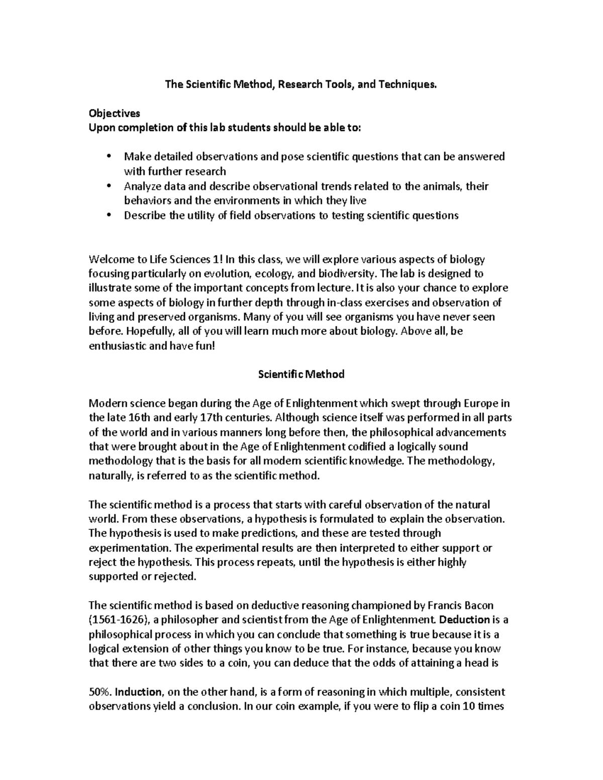 Gorongosa Lab - Professor - Deborah Pires Lab Week 1 - The Scientific ...