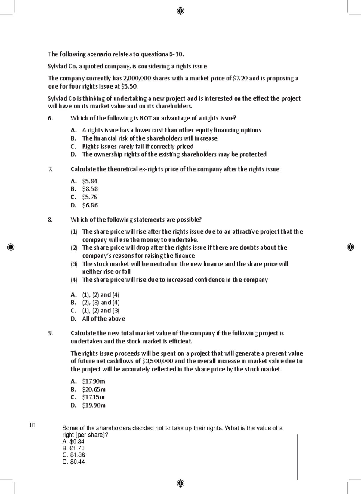 Revision 2 - acca notes - The following scenario relates to questions 6 ...