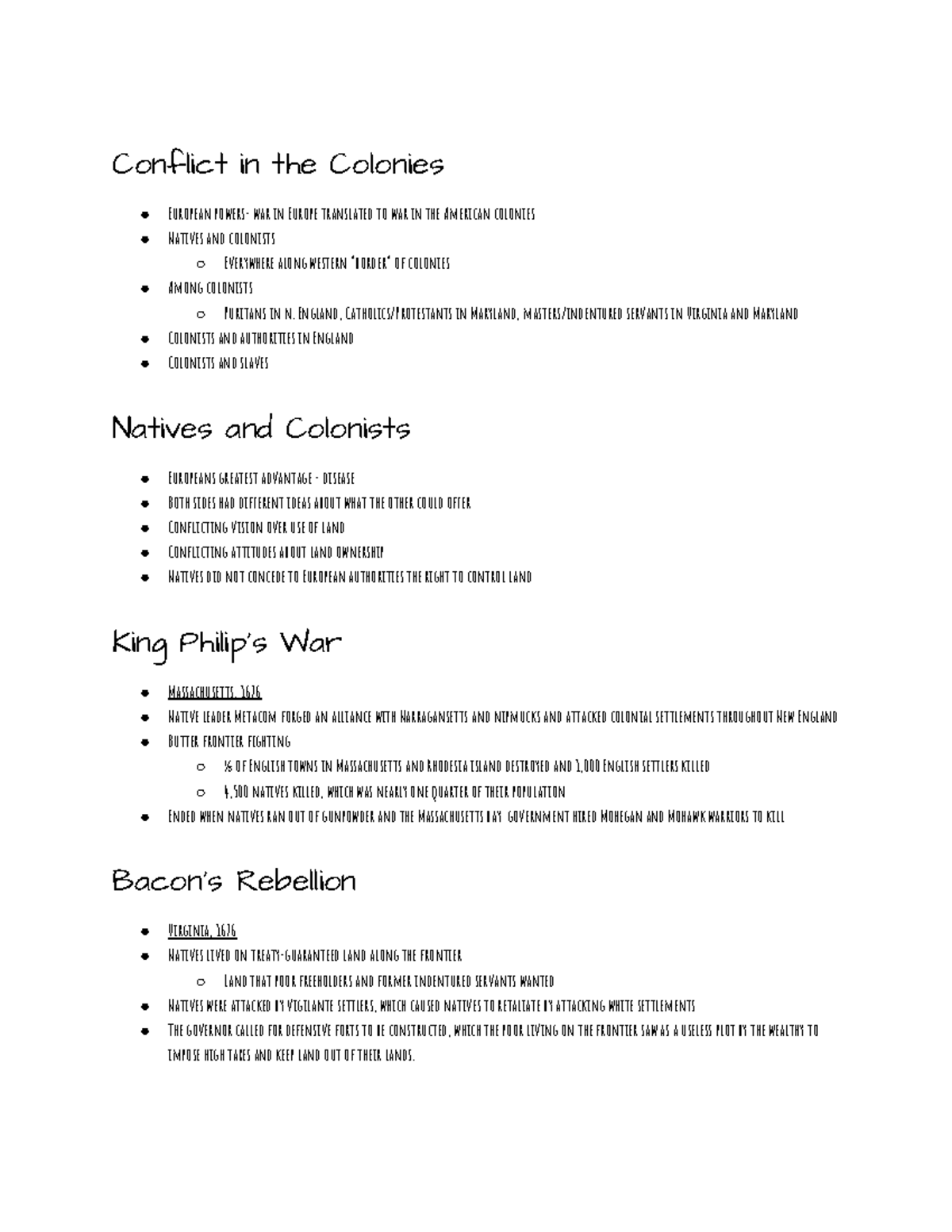 Lecture 3 notes - Conflict in the Colonies European powers- war in ...