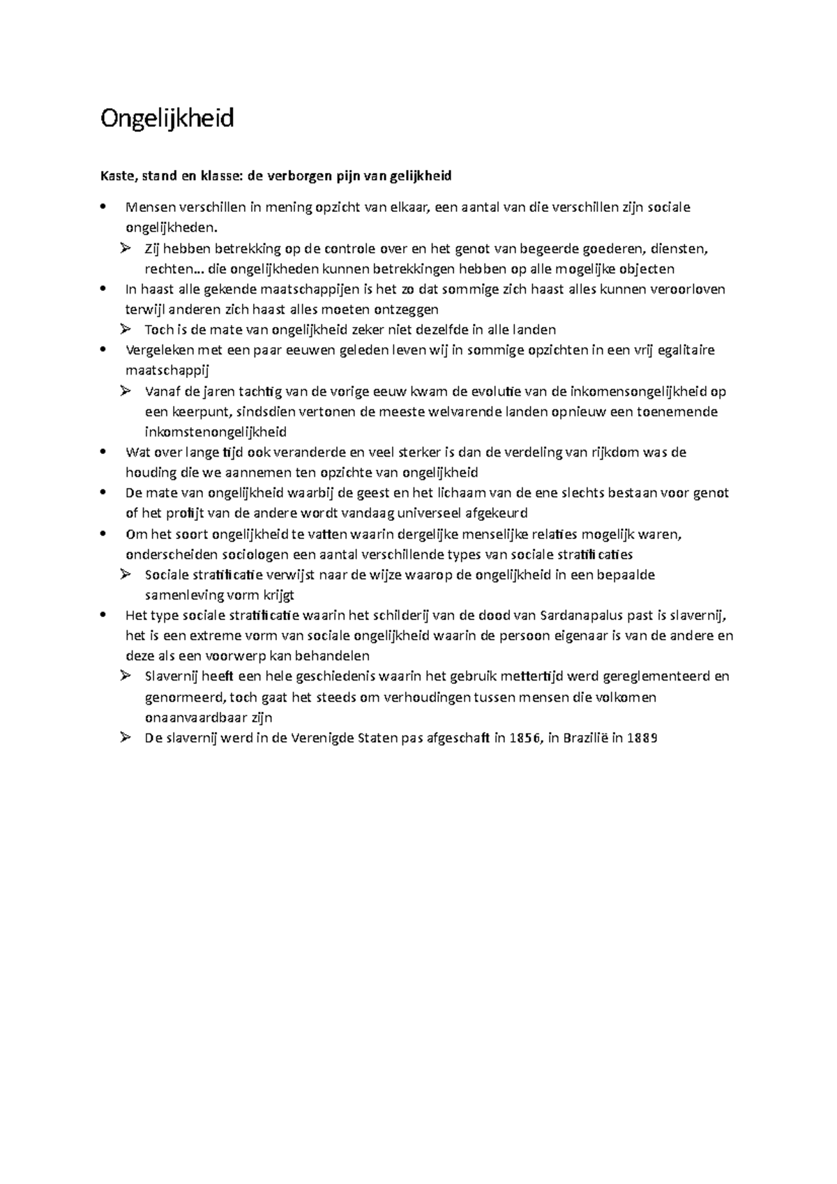 Hoofdstuk 11: ongelijkheid - Ongelijkheid Kaste, stand en klasse: de ...