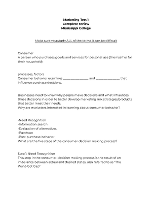 Marketing Principles Test 1 - Marketing Principles Test Complete review ...