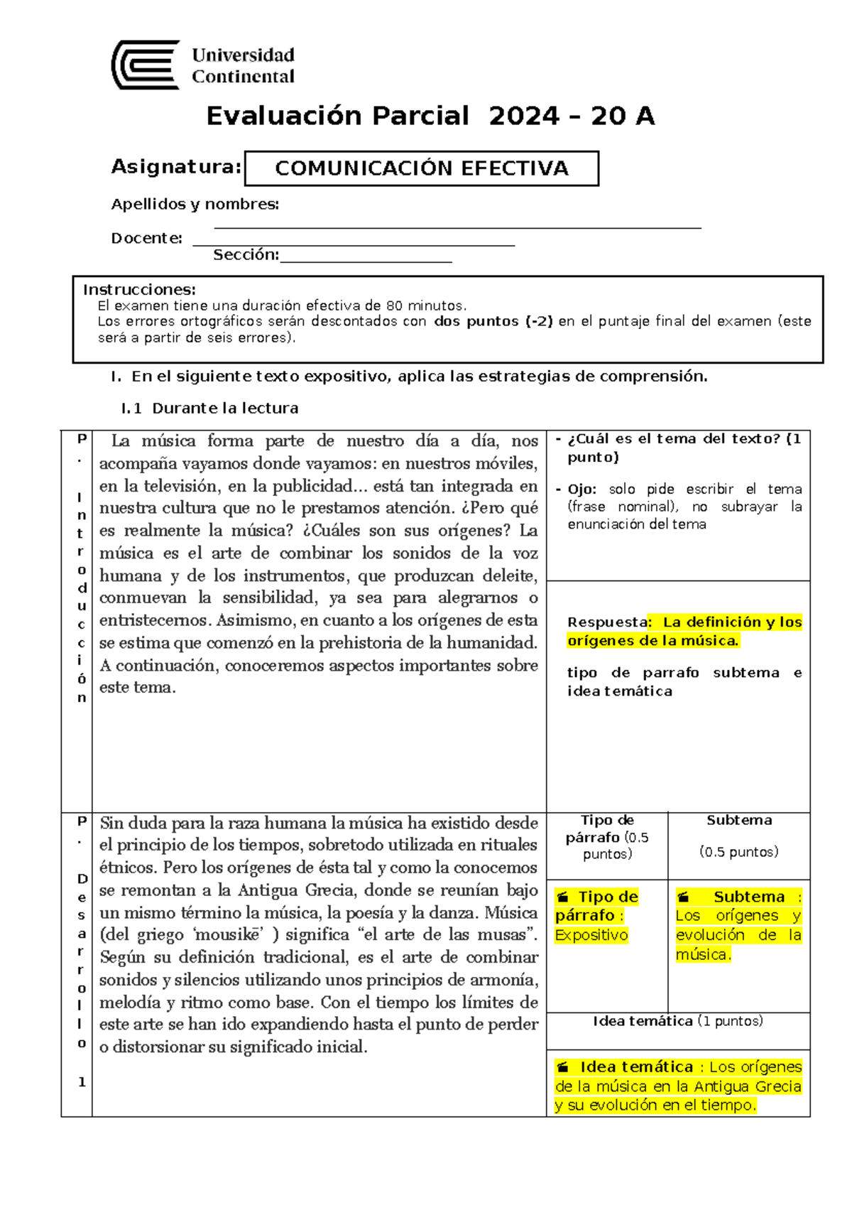 Evaluación Parcial - examen - Evaluación Parcial 2024 – 20 A Asignatura: Apellidos y nombres ...