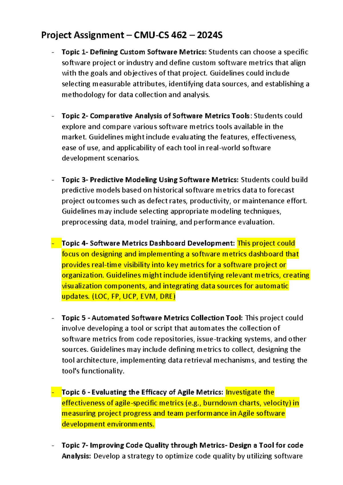 Project Assignment 2024 - Project Assignment – CMU-CS 462 – 2024 S Topic 1- Defining Custom ...