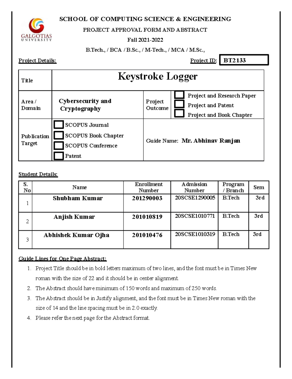 Project Approval Form 11 - Computer Programming using ‘C’ - Studocu