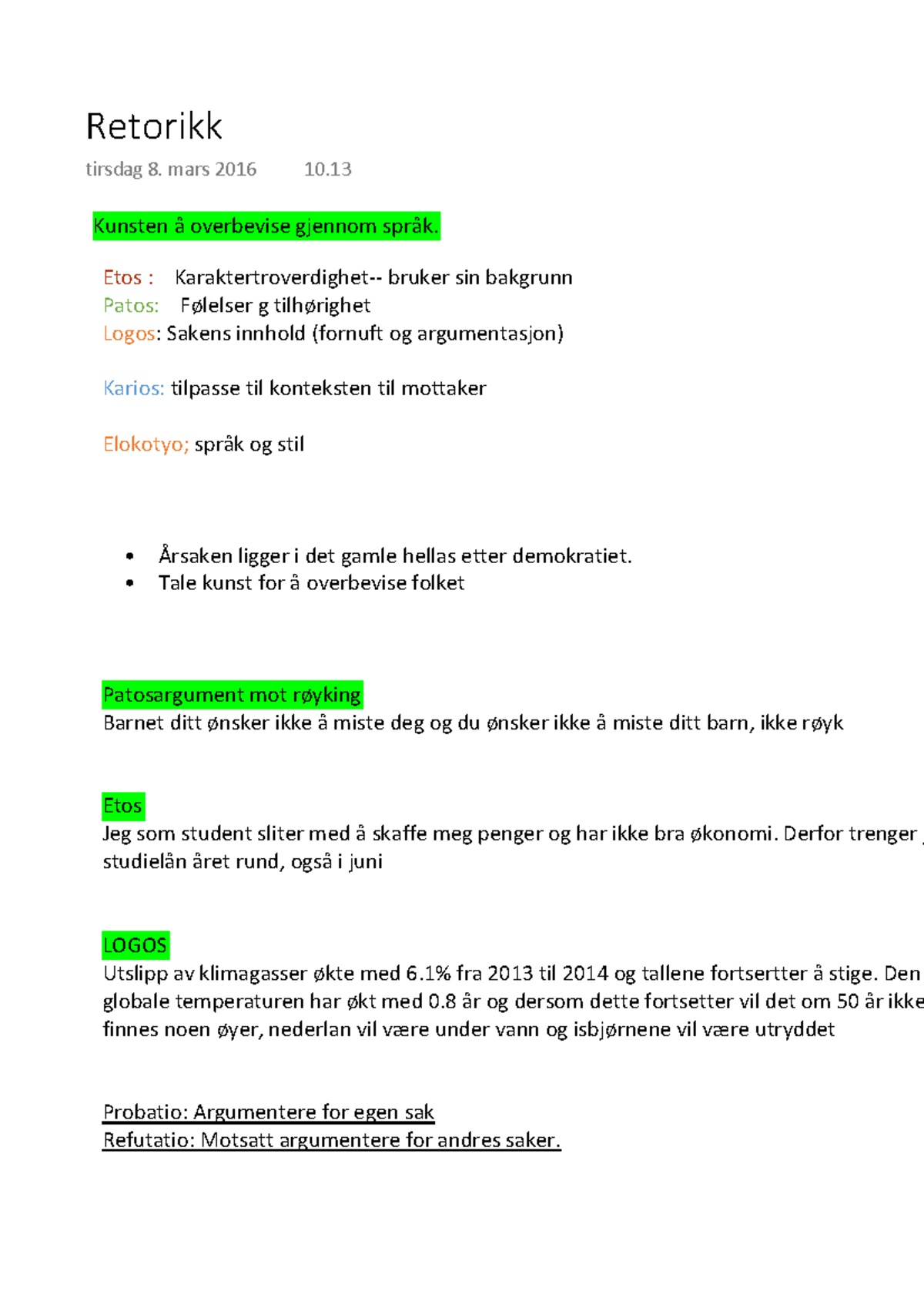 Retorikk - Foredragsnotater 6 - Warning: TT: undefined function: 32 ...