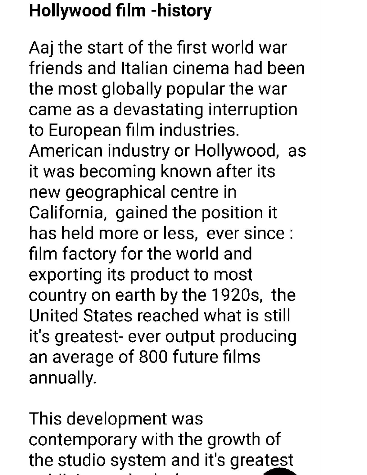 The history of Hollywood film - Ba English - Studocu