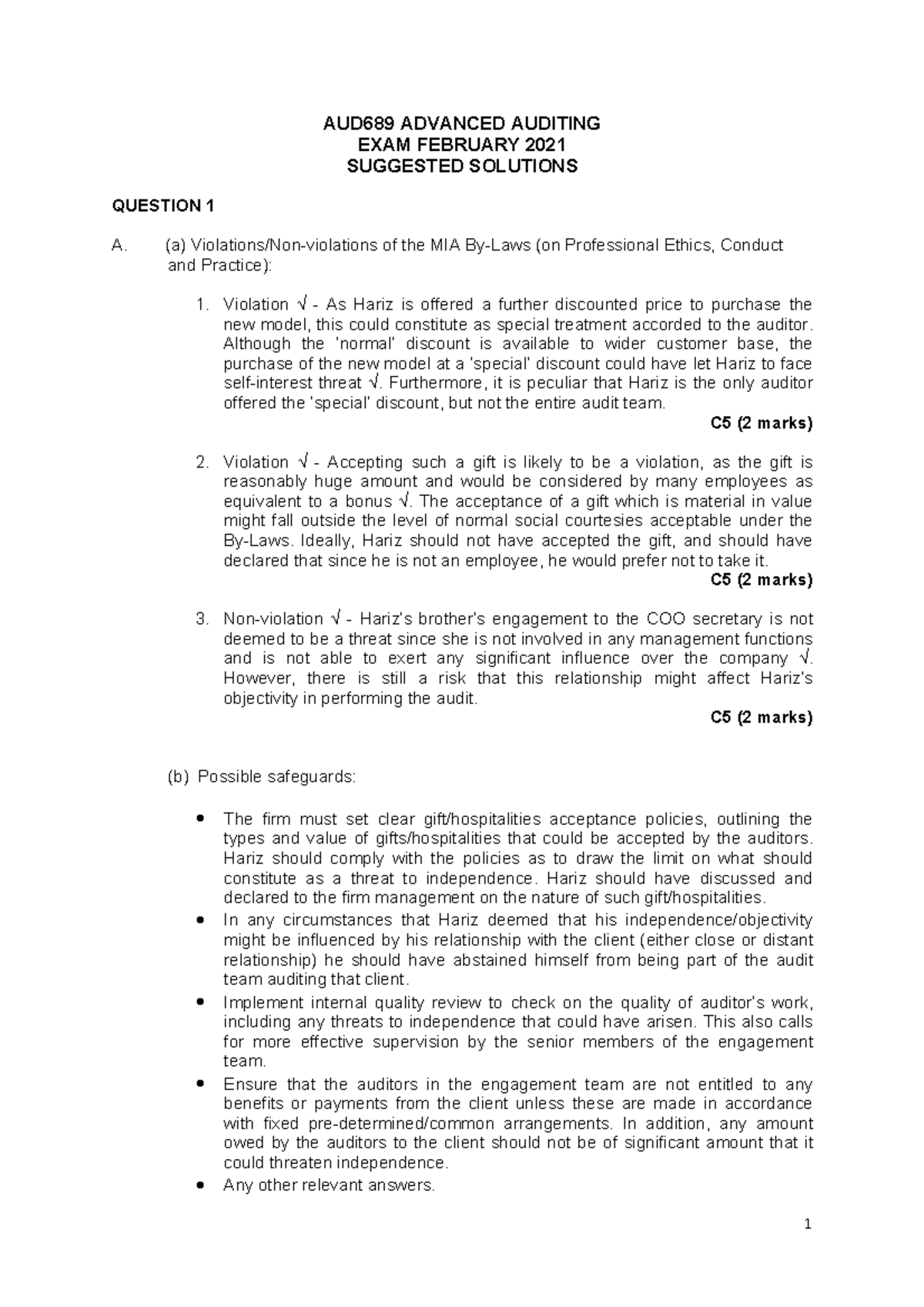 FEB 2021 ( Jawapan) - Past Year Feb 2021 Answer - Good Luck - AUD689 ...