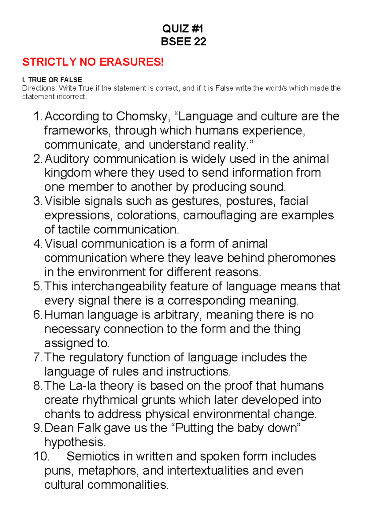 QUIZ 1 Finals - Activity - QUIZ # BSEE 22 STRICTLY NO ERASURES! I. TRUE ...