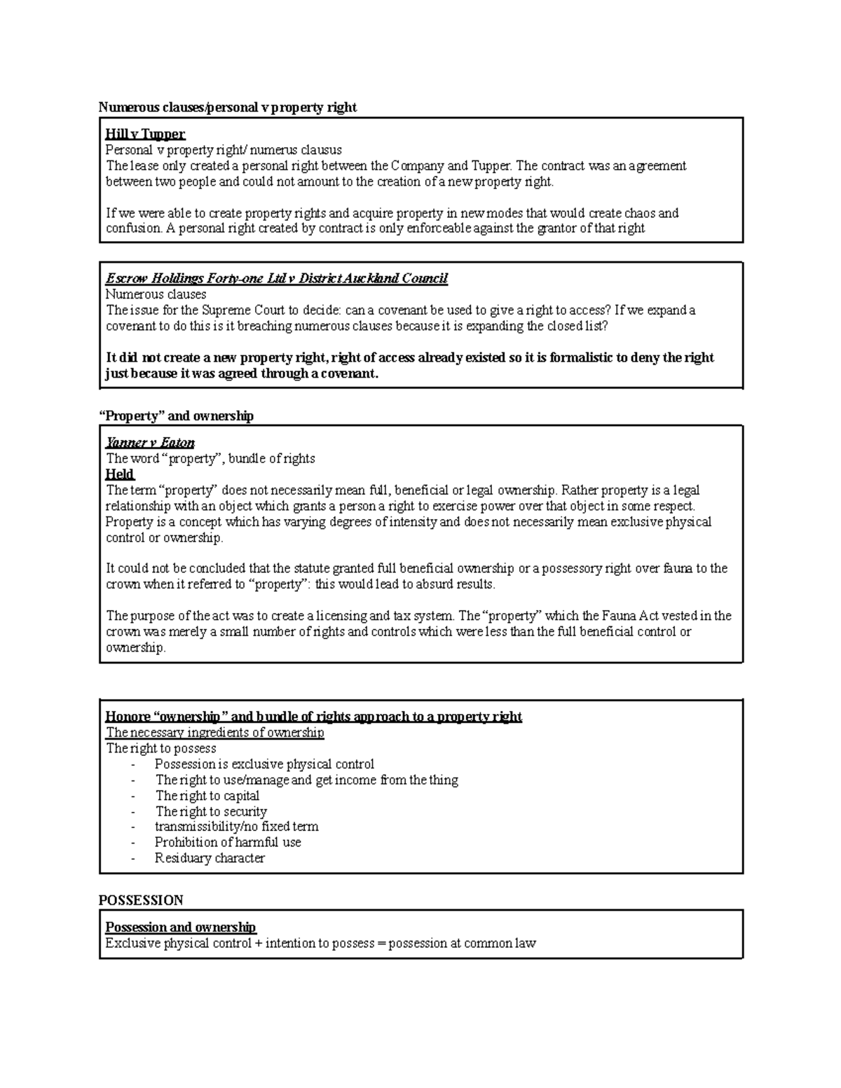 LAWS301-First test cheat sheet - Numerous clauses/personal v property ...
