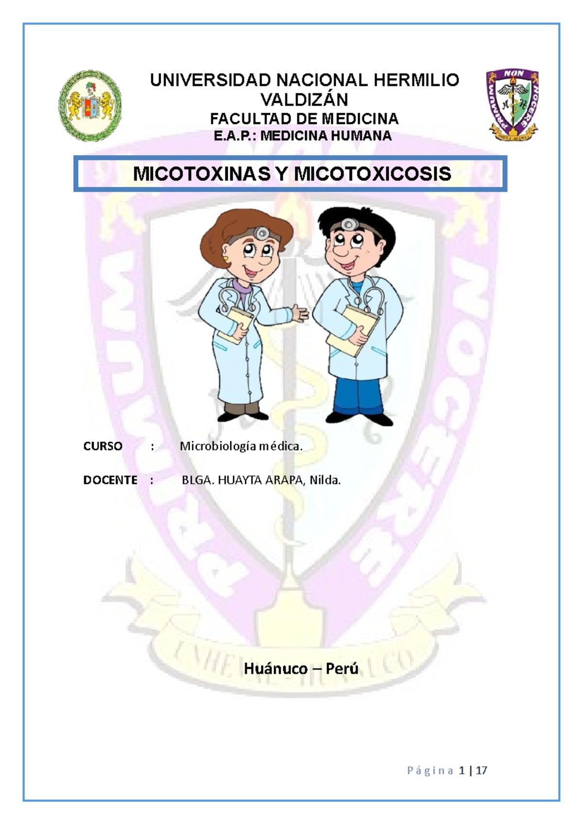 Micotoxinas y micotoxicosis - UNIVERSIDAD NACIONAL HERMILIO VALDIZÁN ...