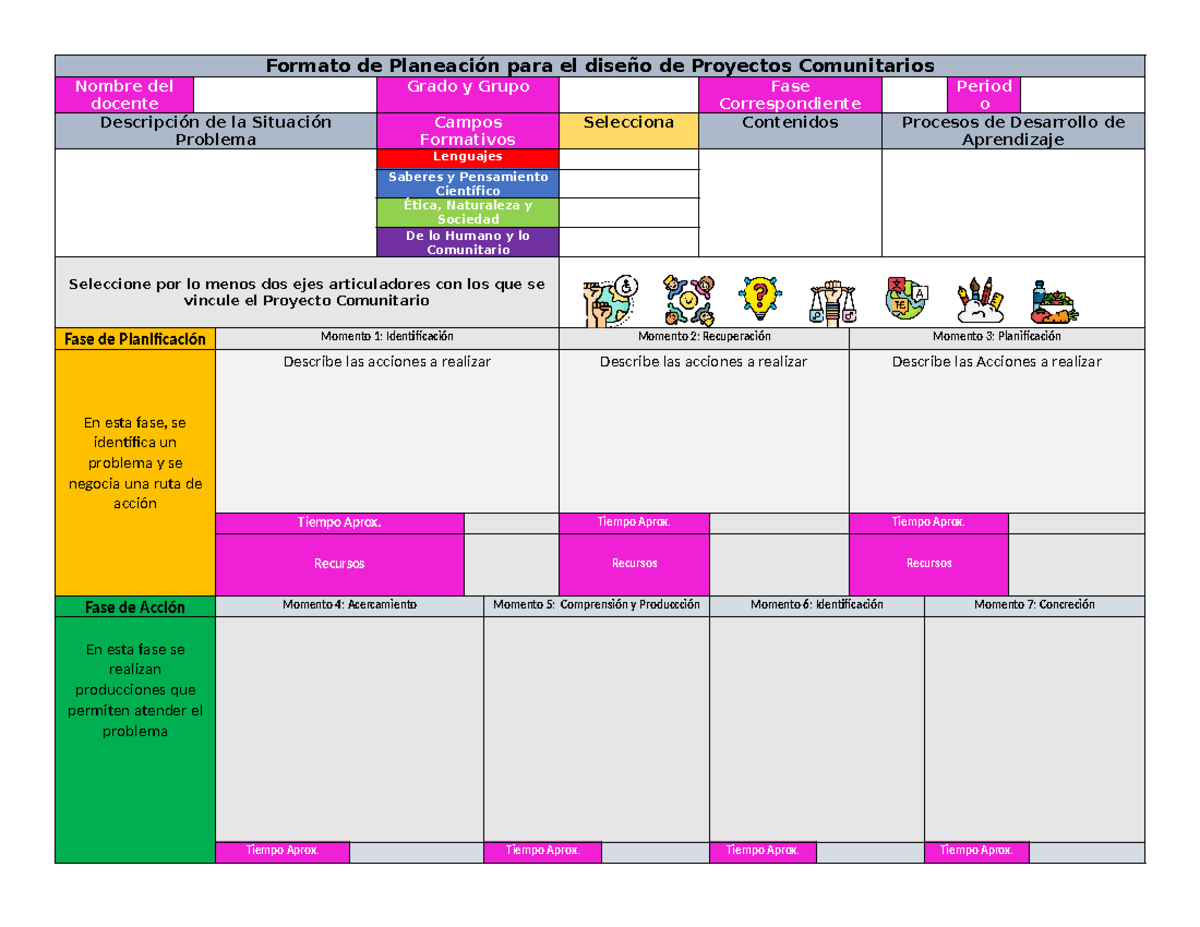 Formato de Planeación Proyectos Comunitarios - Formato de Planeación ...