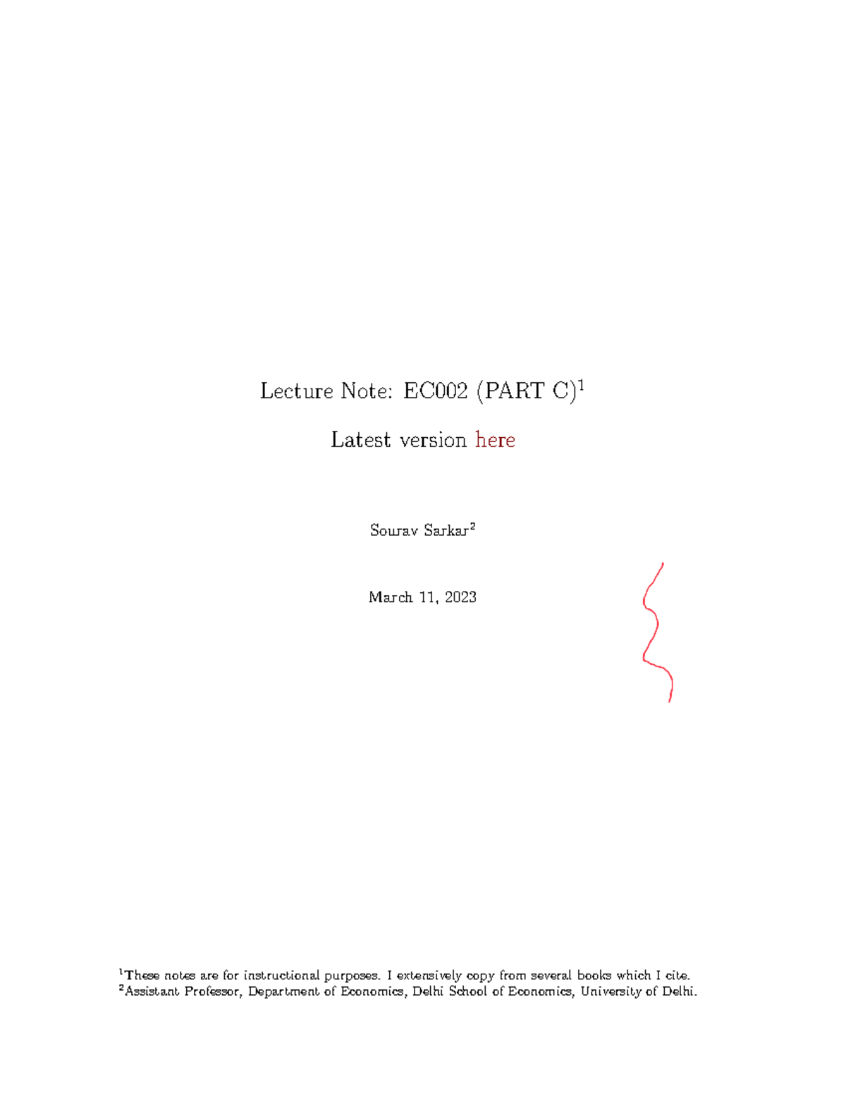 Delhi University EC002 Sour S - Lecture Note: EC002 (PART C) 1 Latest ...
