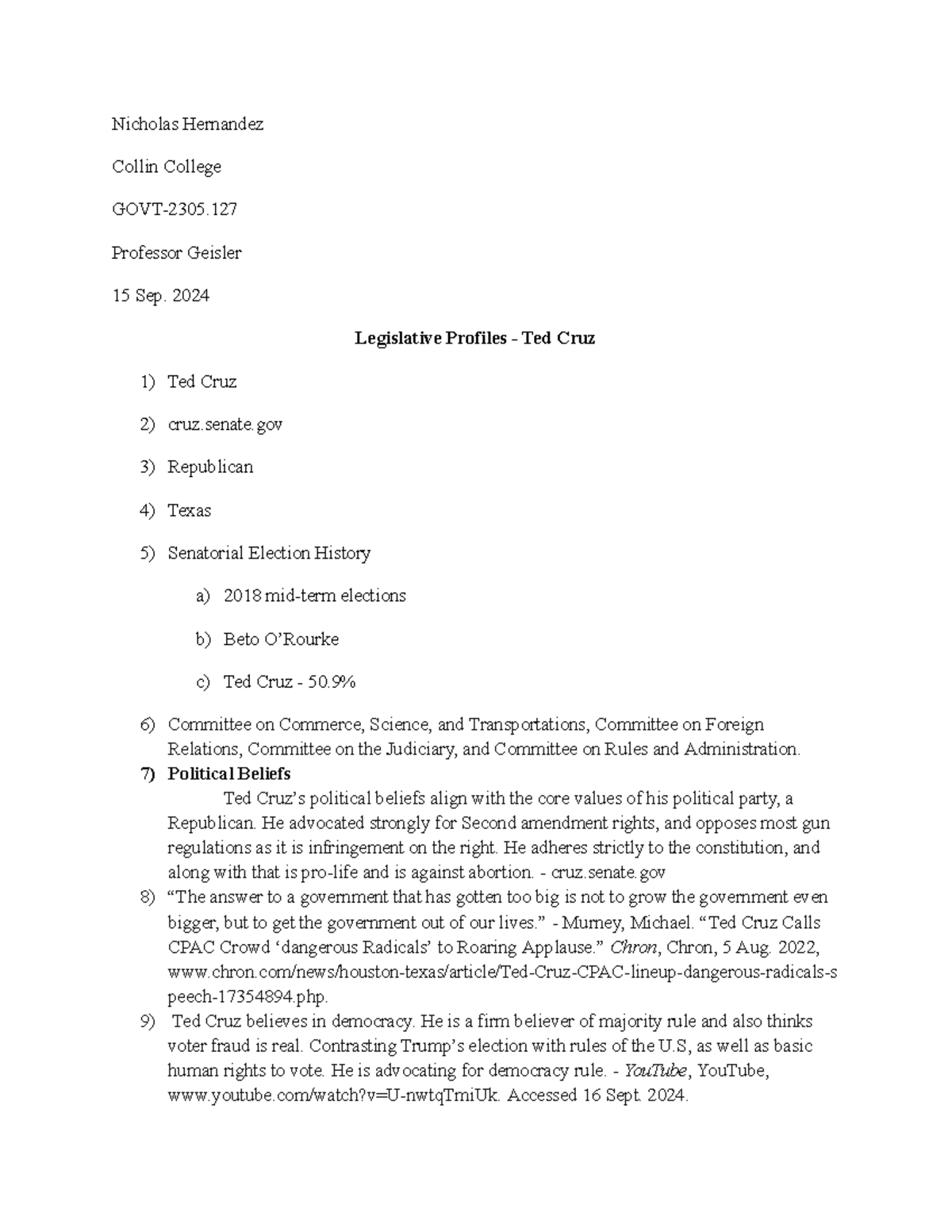 Legislative Profiles - Nick H - Google Docs - Nicholas Hernandez Collin ...
