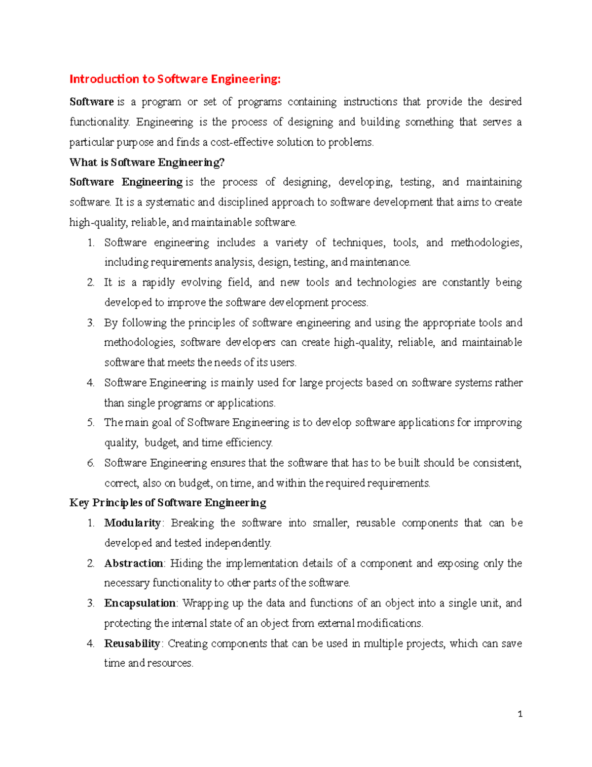 Topic-01 Software Engineering Introduction - Introduction to Software ...