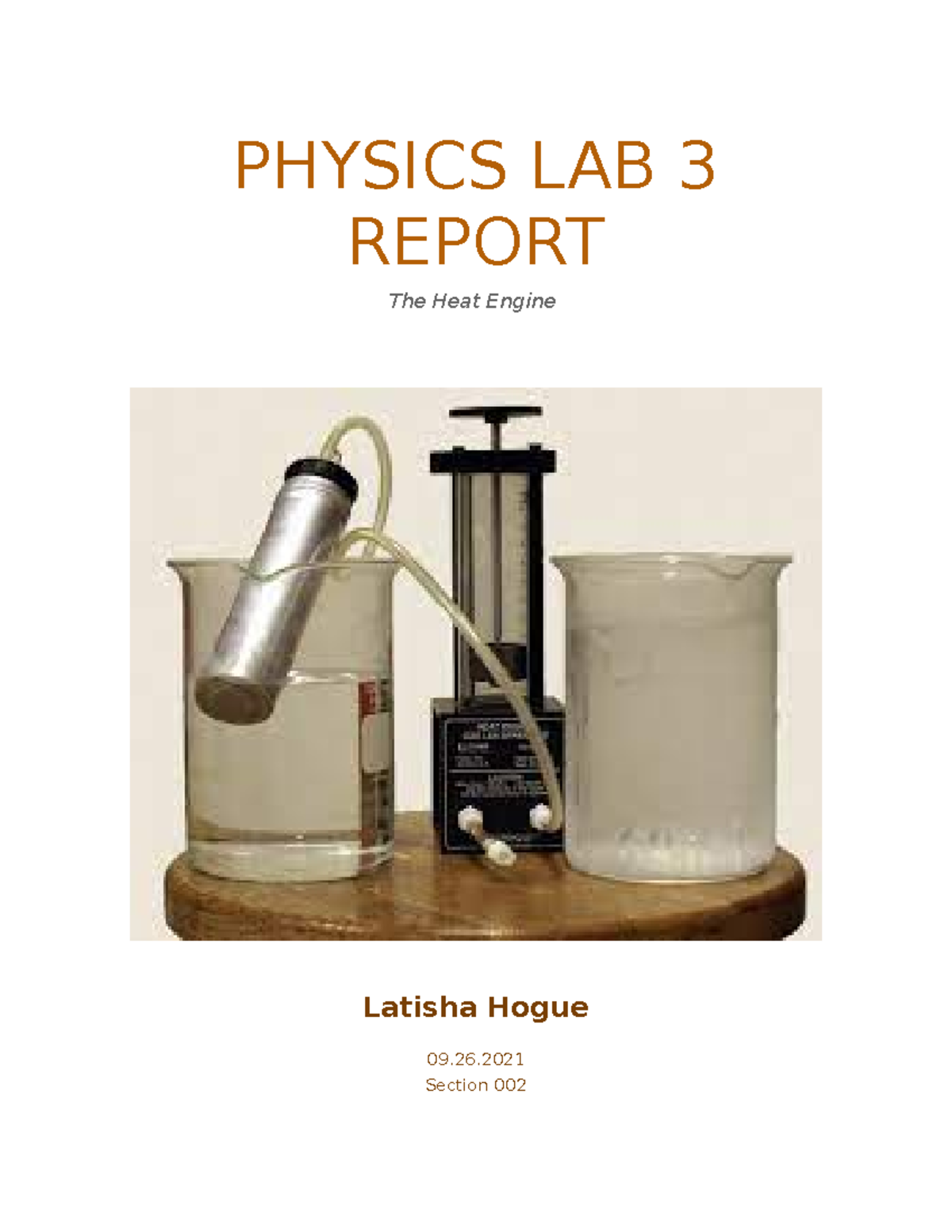 Physics Lab 3 Report: The Heat Engine - Studocu