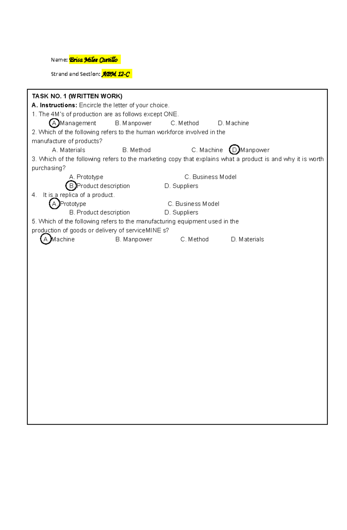 Q4 Entrep M6 T1 EMCastillo - Name: Erica Miles Castillo Strand and ...