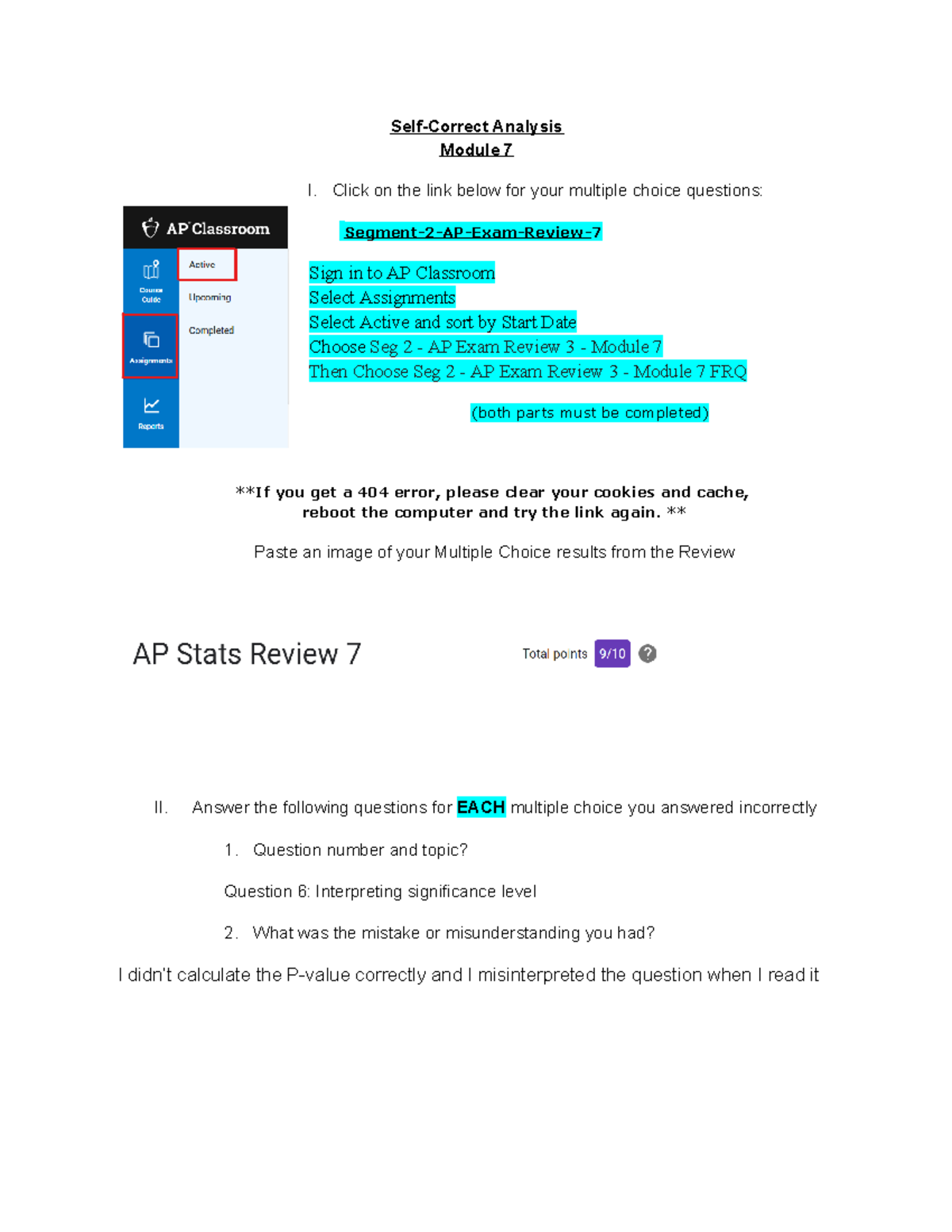 Copy of Self-Correct Analysis Module 7 - Self-Correct Analysis Module 7 ...