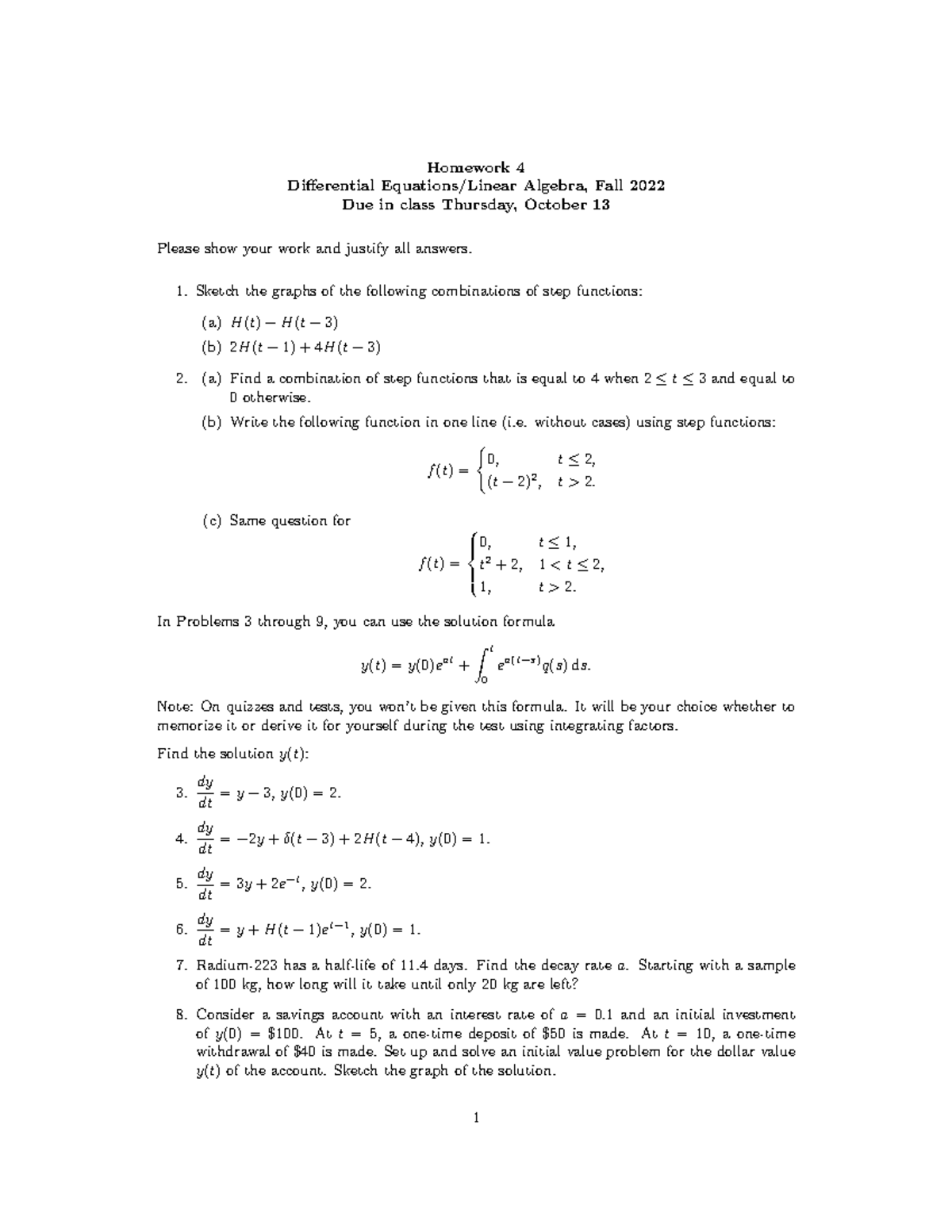Diff Eq-HW4 - ecvfc - Homework 4 Differential Equations/Linear Algebra ...