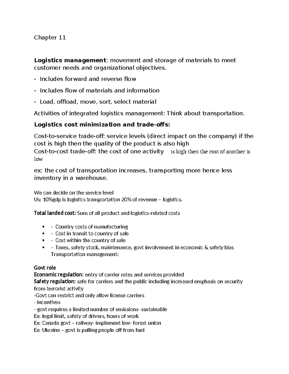 Chapter 11 - vgbrtnetbef - Chapter 11 Logistics management: movement ...
