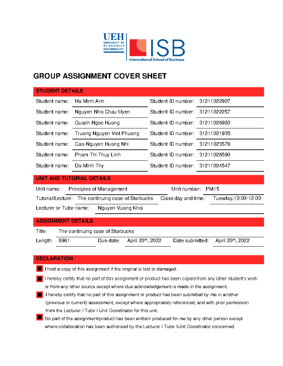 PM15 Group 3 Group-case-analysis - GROUP ASSIGNMENT COVER SHEET STUDENT ...