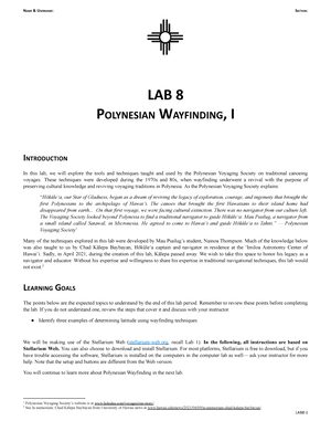AST 201 Lab #10 Polynesian Wayfinding - Name: ATTENDANCE: 1PT LAB 10 ...