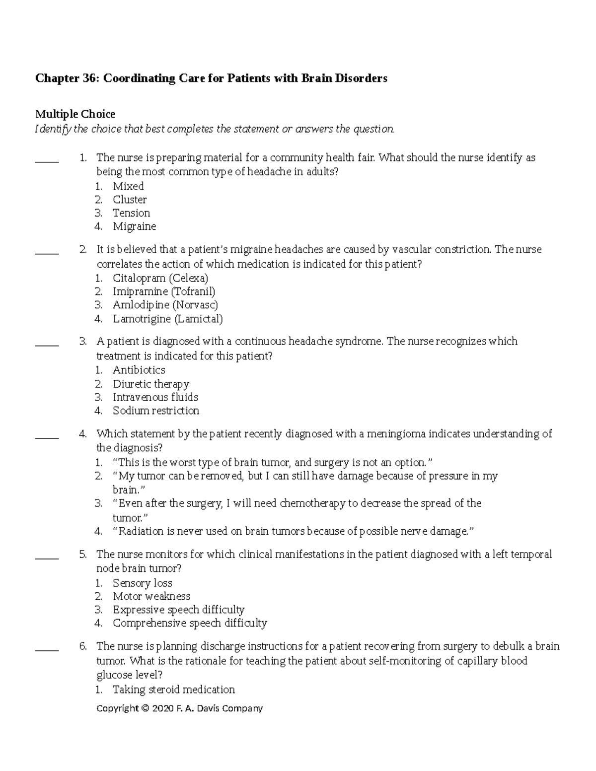 Ch36 Testbank 1 - Med surg - Chapter 36: Coordinating Care for Patients ...
