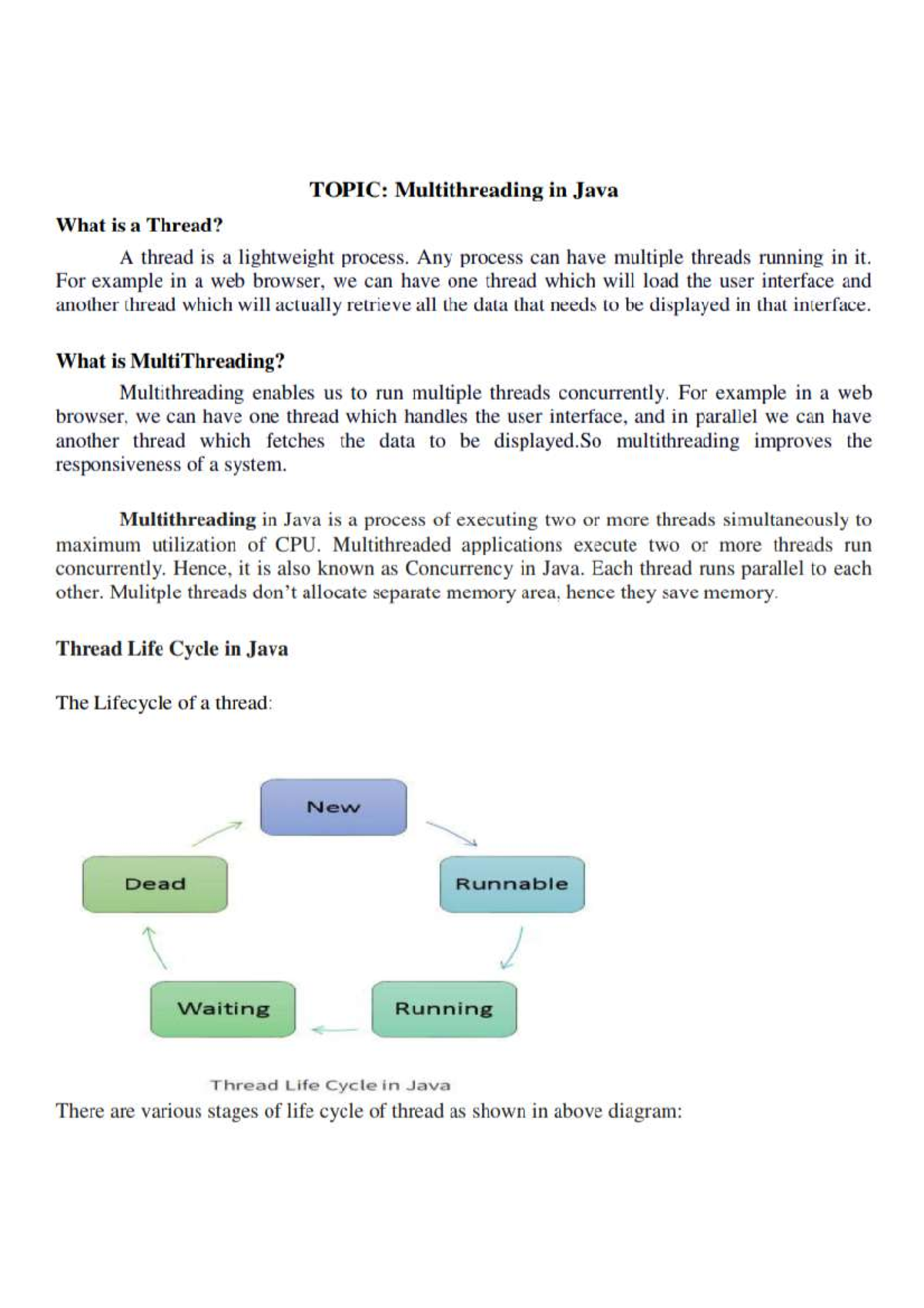 Multithreading It Has The Mobile Application Development Notes