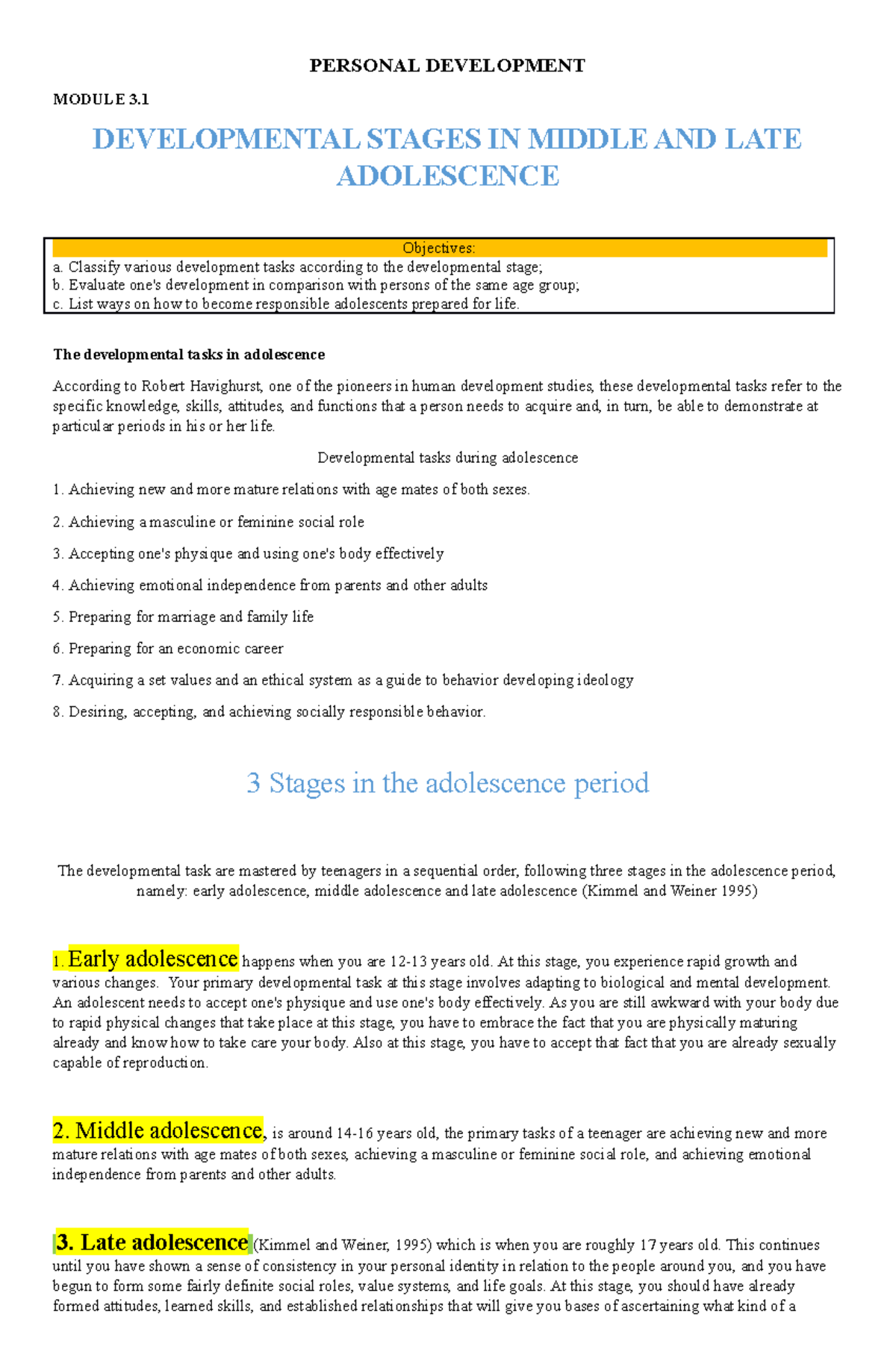 Perdev Module 3 - Lesson for Personal Development for Strand GAS 11 ...