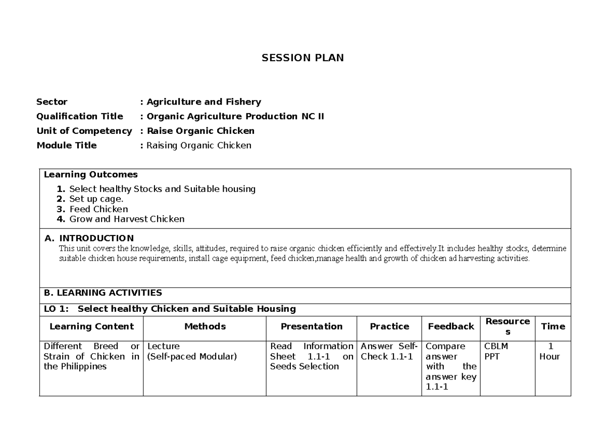 3 Session-Plan - A session plan for Raise Organic Chicken - SESSION ...