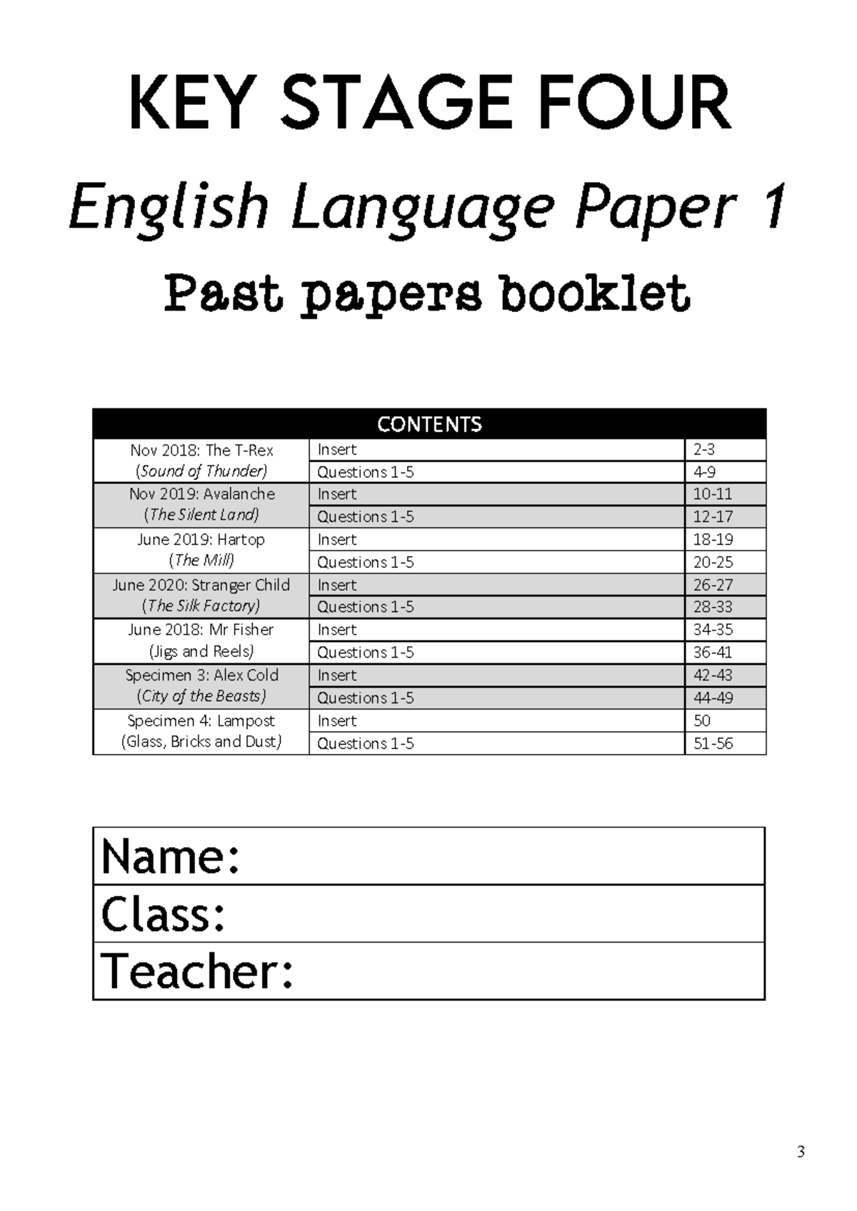 Eng Lang Paper 1 - Past Papers - 3 KEY STAGE FOUR English Language ...