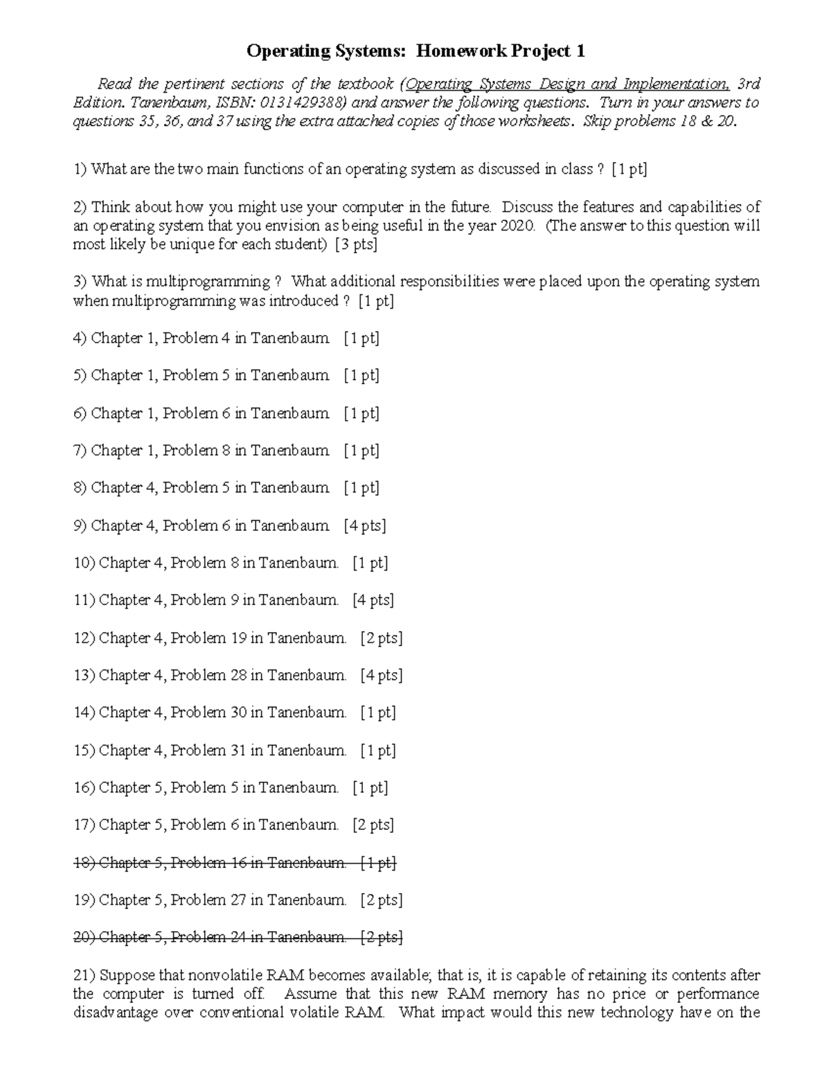 CS149 Project 1 - Operating Systems: Homework Project 1 Read the ...